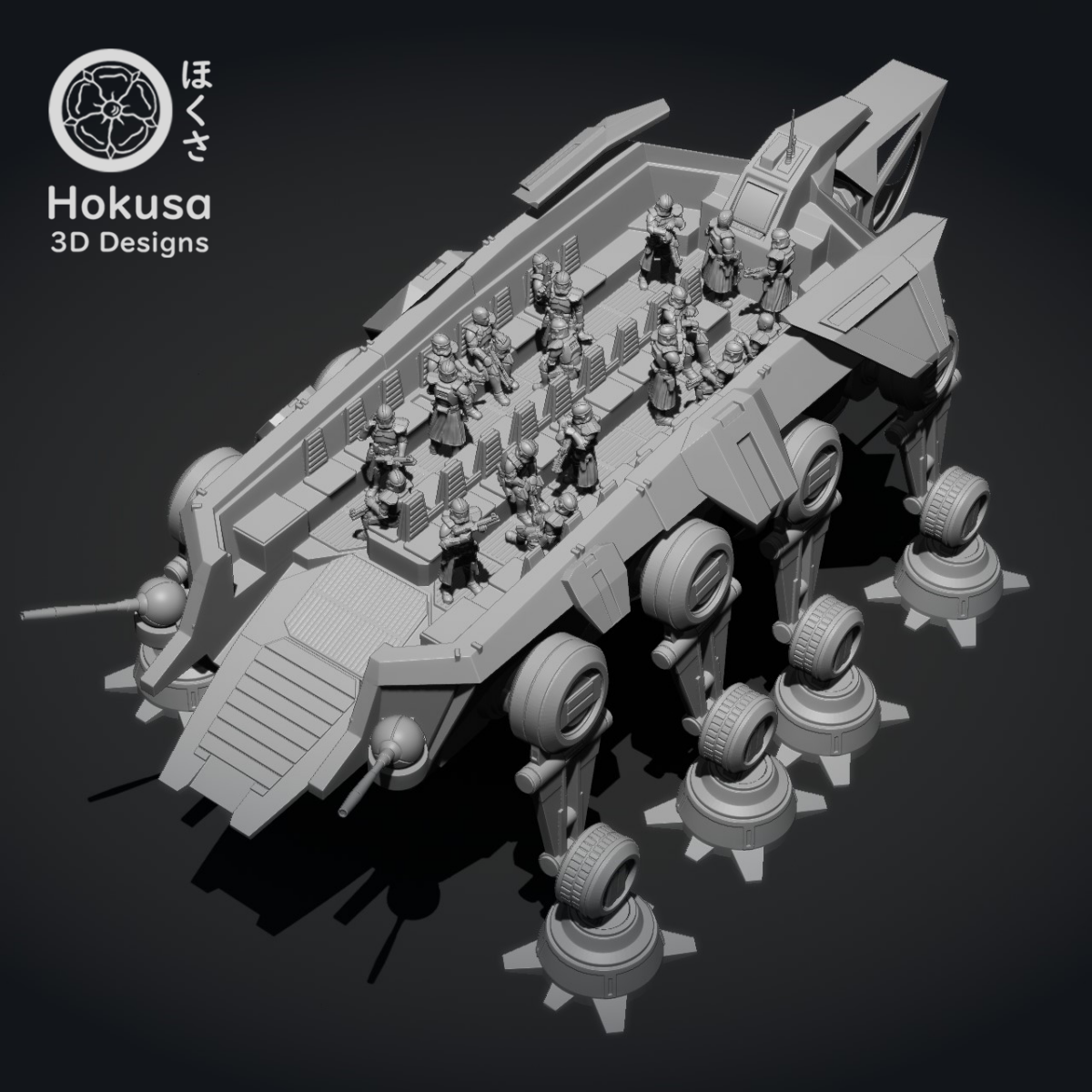 Heavy 8-Legged Open Transport miniature. - The Resin Engine
